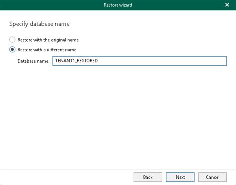 step 4 specify database name veeam backup explorers guide