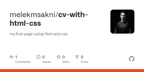 GitHub Melekmsakni Cv With Html Css My First Page Using Html And Css