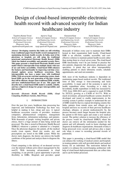 Pdf Design Of Cloud Based Interoperable Electronic Health Record With