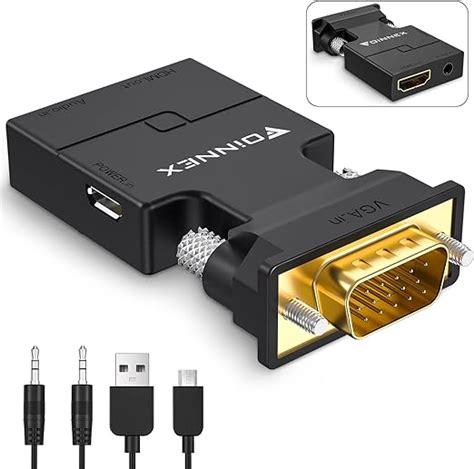 FOINNEX VGA To HDMI Adapter Converter With Audio P PC VGA Output Source To TV Monitor With