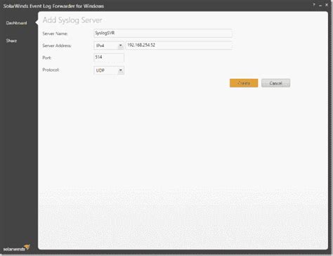 forward windows events to a syslog server with free solarwinds event