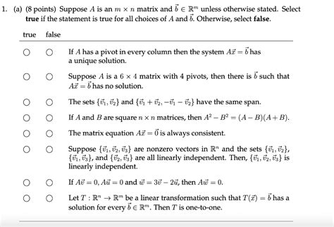 solved a 8 points suppose a is an m×n matrix and b∈rm