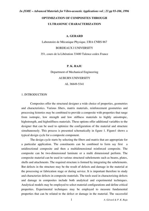 Pdf Optimization Of Composites Through Vibro Acoustic Characterization