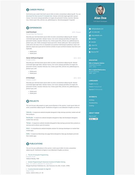 Online CV Minimal Resume CV Theme Jekyll Themes