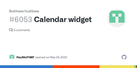 Calendar Widget · Issue 6053 · Budibase Budibase · Github