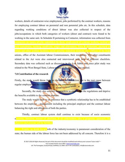 Contract Labour Law Research Proposal Sample Work Pdf