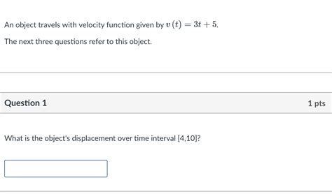 solved an object travels with velocity function given by
