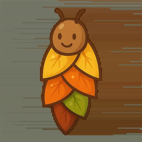 かわいいツヤがおしゃれなミノムシの葉っぱスタイル｜イラスト・フリー素材なら「シンテリ」