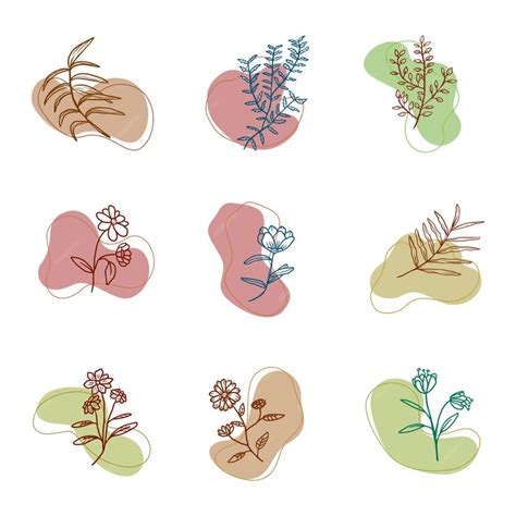 Premium Vector Hand Drawn Flower And Floral Illustration With Abstract Blob Shape Background