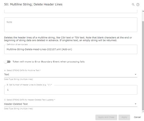 multiline string delete header lines questetra support