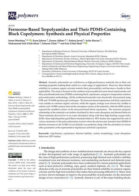 pdf ferrocene based terpolyamides and their pdms containing block
