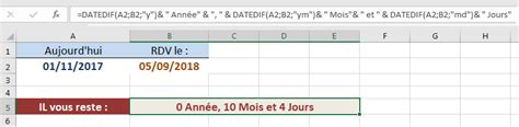 la fonction cachée datedif calculer la différence entre deux dates en