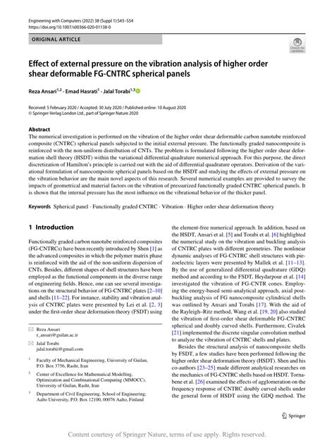 Effect Of External Pressure On The Vibration Analysis Of Higher Order