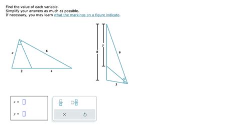 Solved Find The Value Of Each Variable Simplify Your Chegg