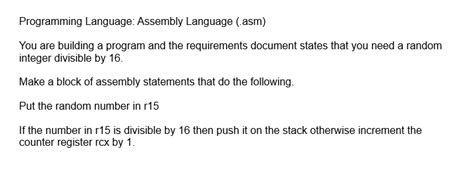 Solved Programming Language Assembly Language Asm You