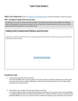 Task Task D Introduction To Systems Thinking Task A For The Case Study One I