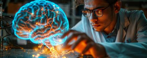 Premium Photo Researcher Manipulating A 3d Hologram Of A Brain