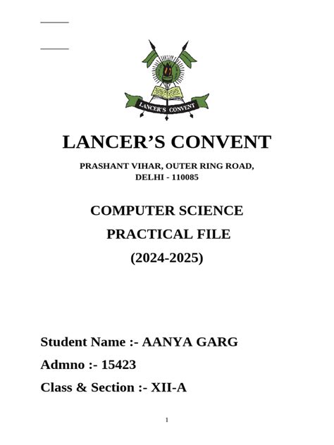 Class 11 Cs Practical File Pdf