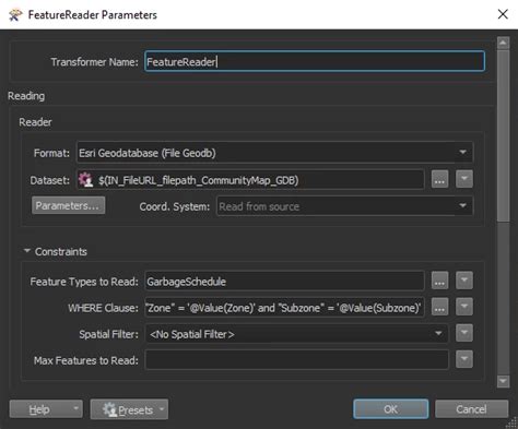 Where Clause Of Openapi Gdb Feature Reader Is Difficult To Access Or Nonavailable When
