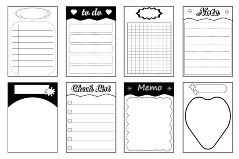 Set Of The Cute Black And White Notepad Memo Planner Reminder