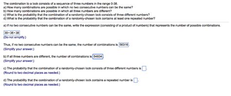 Solved The Combination To A Lock Consists Of A Sequence Of