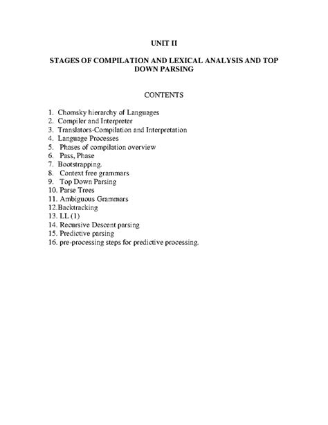 Unit Ii Stages Of Compilation And Lexical Analysis And Top Down Parsing Unit Ii Stages Of