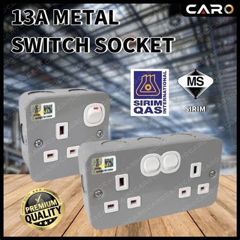 HEAVY DUTY SINGLE DOUBLE A METAL SWITCH SOCKET OUTLET EXTENSION SOCKET METAL SOCKET PLUG