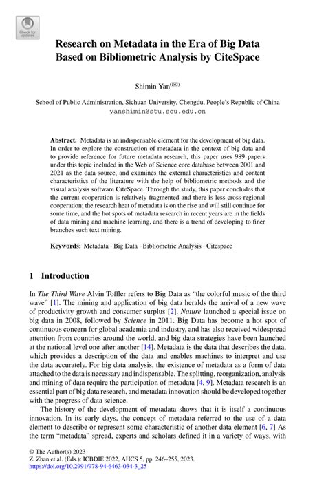 Pdf Research On Metadata In The Era Of Big Data Based On Bibliometric Analysis By Citespace