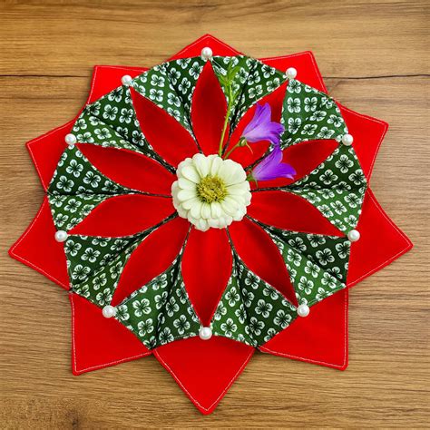 Christmas Poinsettia Candle Mat Sewing Pattern Hand Trendy