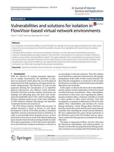 Pdf Vulnerabilities And Solutions For Isolation In Flowvisor Based