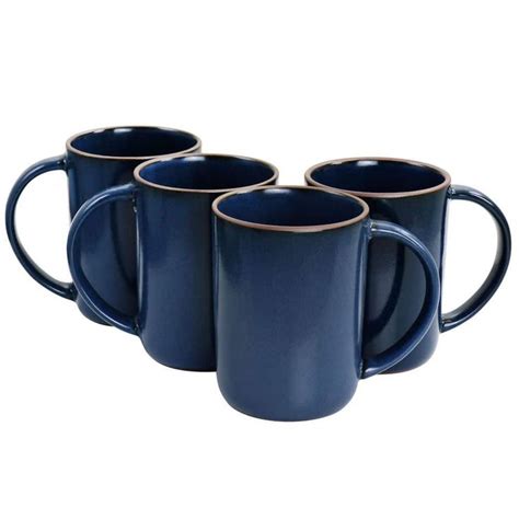 Gibson Elite Dumont 4 Piece 17 Oz Navy Blue Terracotta Mug Set Bed