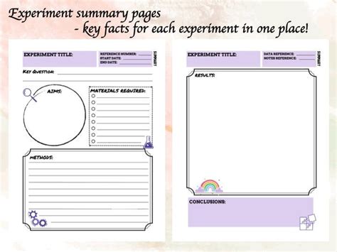 Laboratory Notebook Template Purple Clouds Lab Journal PDF Experiment Data Book Etsy Canada