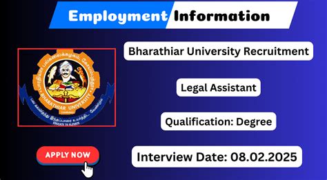 Bharathiar University Recruitment 2025 Legal Assistant Job