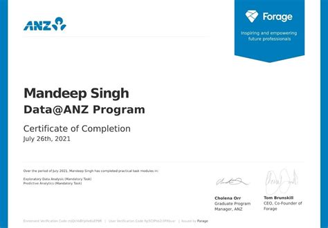 Mandeep Singh On Linkedin Completed Anz Dataanz Program