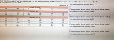 Solved Each Of The Following Three Data Sets Represents The