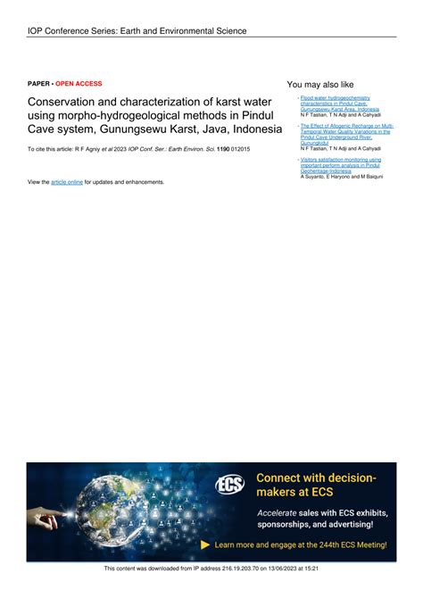 Pdf Conservation And Characterization Of Karst Water Using Morpho Hydrogeological Methods In
