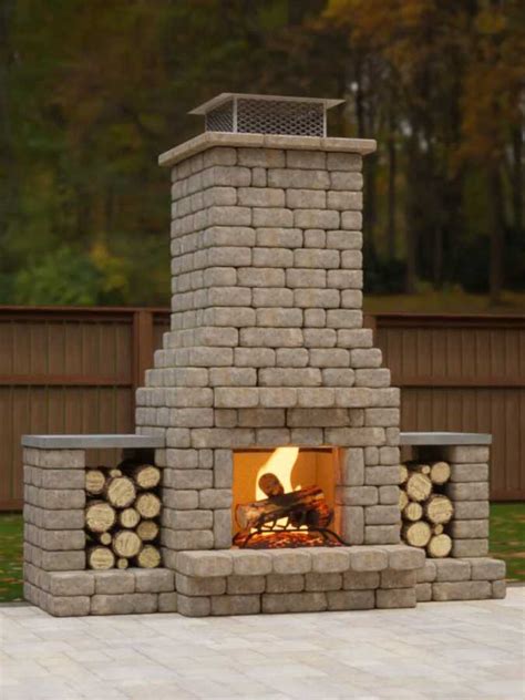 Diy Outdoor Fireplace Kits Solid Stone Masonry Wood Burning