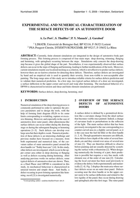 Pdf Experimental And Numerical Characterization Of The Surface