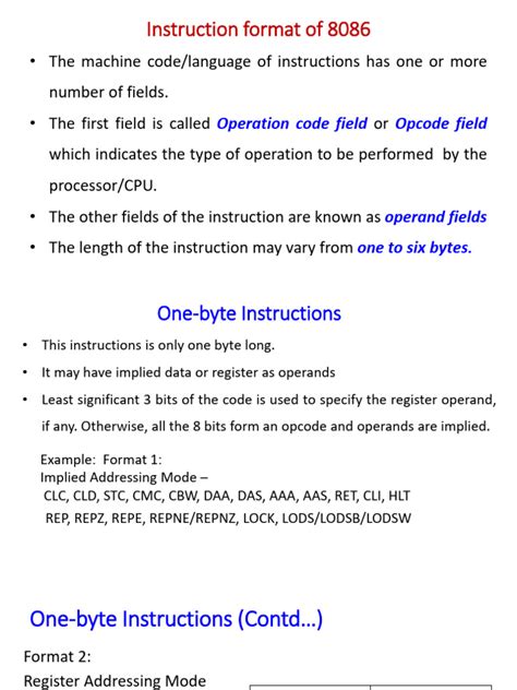 Instruction Format 8086 Pdf Central Processing Unit Office Equipment