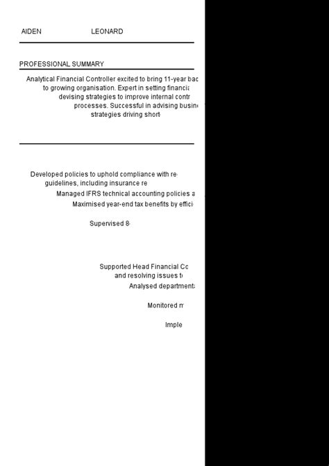 Financial Controller CV Examples Templates MyPerfectCV