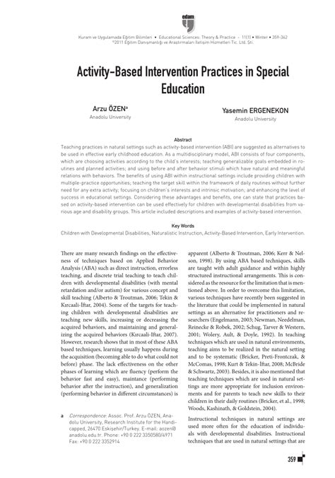 Pdf Activity Based Intervention Practices In Special Education