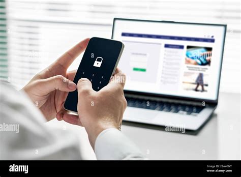 Protect Data Online Personal Privacy Cyber Fraud Safety In Phone With Password On Internet