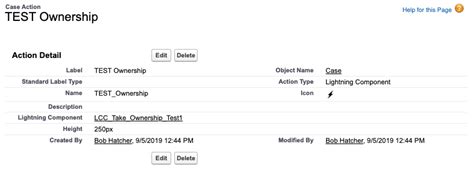 lightning component button showing in related list move to page level