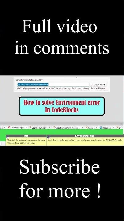 Solved Environment Error In Codeblocks Youtube