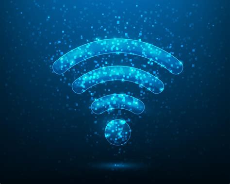 파란색 배경 높은 와이파이 네트워크 기호에 와이파이 인터넷 통신 디지털 기술 프리미엄 벡터