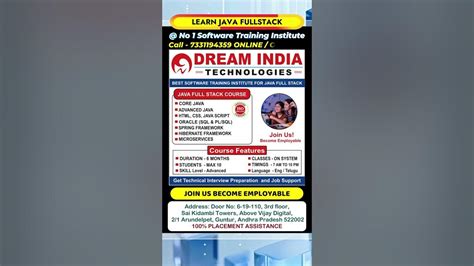 Java Full Stack Developer Course In Guntur Java Training Institute Dream India Technologies