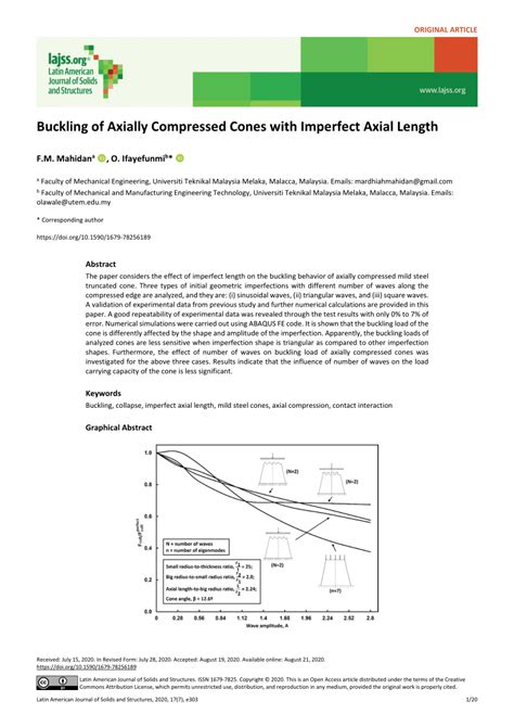 Pdf Buckling Of Axially Compressed Cones With Imperfect Axial Length