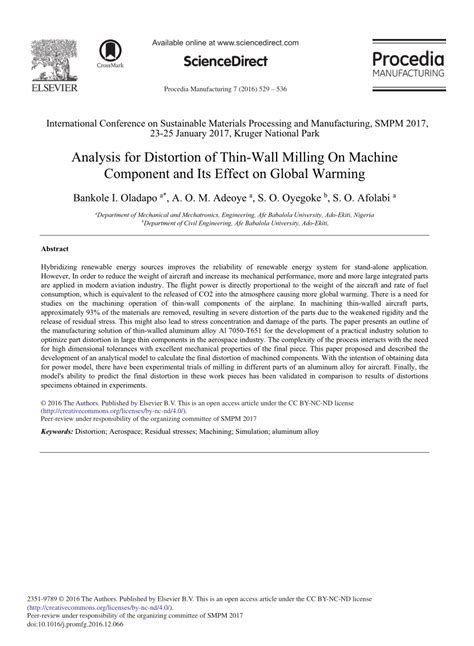 Pdf Analysis For Distortion Of Thin Wall Milling On Machine Component