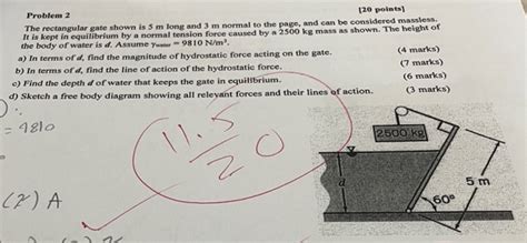 Solved [20 points] Problem 2 The rectangular gate shown is 5 | Chegg.com