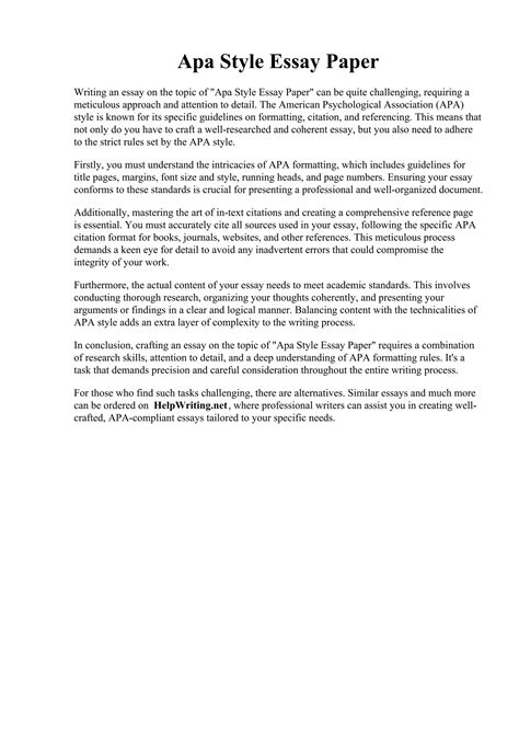 Apa Style Essay Paper Pdf